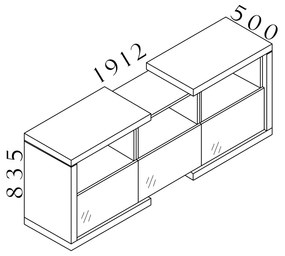 NABYTEK-DESIGNOVY.CZ - DL2191 - Manažerská skříň SOLID, 3 zásuvky, 3 police, výška 83,5cm, délka 191,2cm, jilm royal/bílá