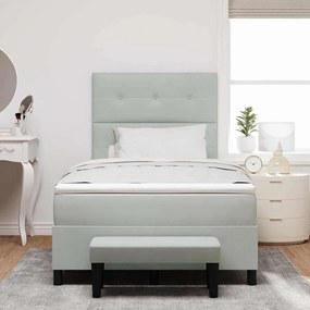 Postel s boxspringem s čelo Světle šedá 190 x 120 cm samet 3344498