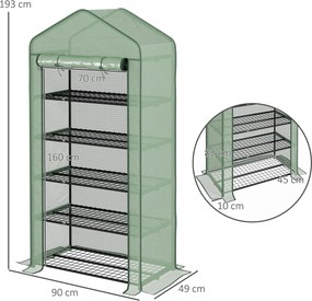 Outsunny 5-úrovňový Zahradní Skleník Pevný Skleník s 1 Rolovacím Zipem, Anti-UV, Rozšířený Design a Police pro Pěstování Rostlin a Květin 90x49x193 c…