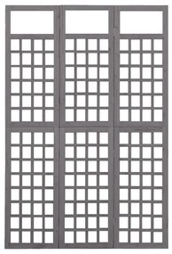 vidaXL 3dílná dělicí stěna / treláž masivní jedle šedá 121 x 180 cm