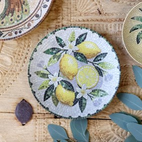 Talíř Chartres z kameniny s mozaikou a motivem citronů – Ø 21*2,5 cm