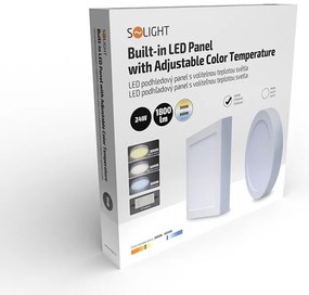 Solight LED mini panel CCT, přisazený, 24W, 1800lm, 3000K, 4000K, 6000K, čtvercový