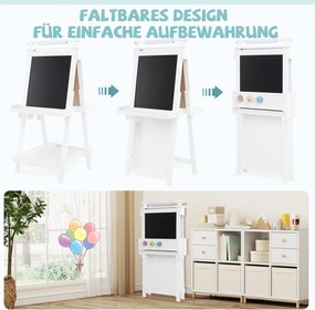 Costway Dětská výškově nastavitelná tabule s bílou tabulí