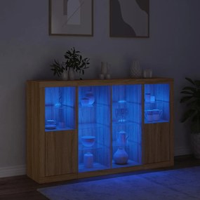 Příborníky s LED osvětlením 3 ks dub sonoma kompozitní dřevo 3209137