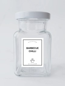 Samolepka na kořenky BARBECUE CHILLI bílá 3 × 4 cm tučné písmo