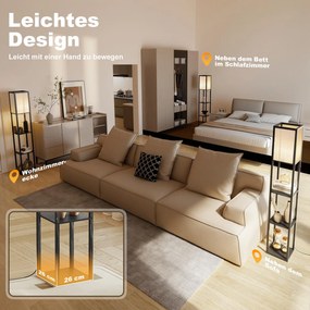 HOMCOM Stojací lampa se 3 policemi, stojací lampa s objímkou E27, 26 x 160 cm, pro obývací pokoj/ložnici (bez žárovky)