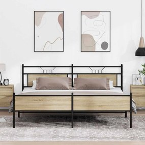Kovový rám postele bez matrace dub sonoma 200 x 200 cm 3325128