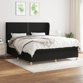 Box spring postel s matrací černá 140 x 190 cm textil