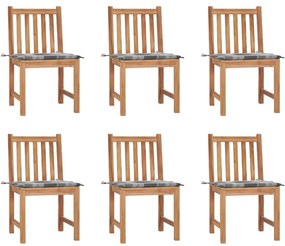 Zahradní židle s poduškami 6 ks masivní teak 3073129