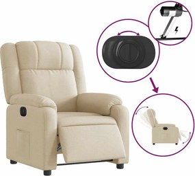 Elektrické polohovací křeslo krémové textil 3205187