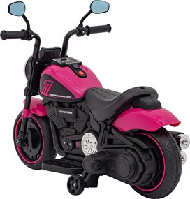 Ramiz Elektrická motorka Chopper FASTER pro děti růžová + FM rádio + audio panel + LED