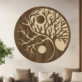 dřevo života 2 dílný dřevěný strom YING YANG na stěnu Zvolte barvu dekoru: Ořech-Javor, Rozměry Ø (cm): 95