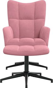 Relaxační křeslo se stoličkou růžové samet 328110
