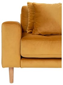 Designová sedačka s otomanem Ansley hořčicový samet - pravá
