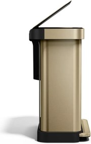 Ocelový odpadkový koš 34+24 l na tříděný odpad/nášlapný v matně zlaté barvě – simplehuman