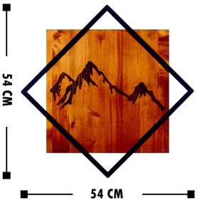 Nástěnná dekorace 54x54 cm hory dřevo/kov
