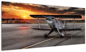 Obraz letadla při západu slunce (100x40cm)