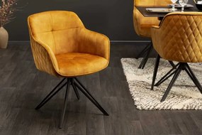 Otočná designová jídelní židle Euphoria hořčicová samet