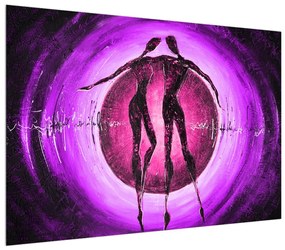 Moderní fialový obraz dvou postav (100x70 cm)