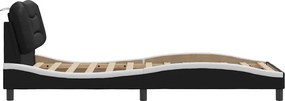 Rám postele bez matrace Hvar černý a bílý 90 x 200 cm umělá kůže 3207979