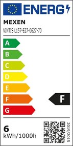 Mexen Vintis, LED žárovka E27, G95, 6W, Teplá - 2700K, 510 lm, kouřová - L157-E27-0627-70