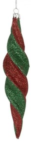 Červeno-zelená skleněná vánoční ozdoba špičatá Geraldo – 5x22 cm