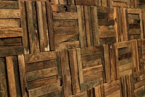 Dřevěná lodní mozaika  - obkladový panel 300 x 300 x 7-14 mm (0,09 m²)