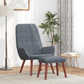 Relaxační křeslo s podnožkou tmavě šedé samet 3315139