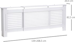 HOMCOM Rozkládací Kryt Radiátoru s Moderním Designem 139-208,5 x 20,5 x 82,5 cm MDF Bílá