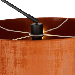 Moderní stojací lampa černé lněné stínidlo oranžové 50 cm - Redaktor