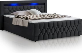 Juskys Postel boxspring Leona se sametovým potahem Barva: černá, Velikost: 140 cm