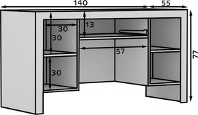 ADRK Furniture Psací stůl 1SZ2D CESIRO