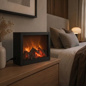 Dekorativní LED krb, kovový, 10 x 29 x 23 cm