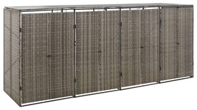 Přístřešek na čtyři popelnice šedý 274 x 80 x 117 cm polyratan 319867