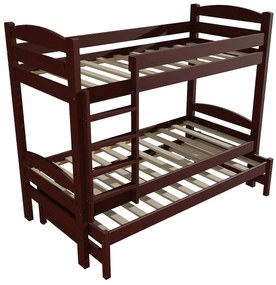 Vomaks Patrová postel s výsuvnou přistýlkou PPV 010 Rozměr: 90 x 180 cm, Barva: moření dub, Prostor mezi lůžky: 80 cm