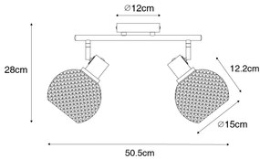 Designové bodové světlo černé s kouřovým sklem 2-světlo - Chico