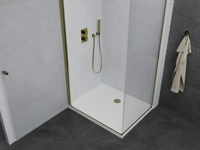 Mexen Pretoria sprchový kout 70 x 80 cm, průhledný, zlatý + plochá sprchová vanička-852-070-080-50-00-4010