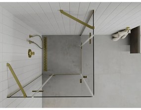 Mexen Roma Duo sprchový kout 80 x 80 cm, 6mm sklo, čiré sklo/zlatý profil, 854-080-080-50-00-02