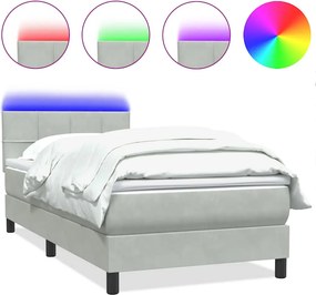 Box spring postel s matrací a LED Světle šedá 90x220 cm Samet 3316911