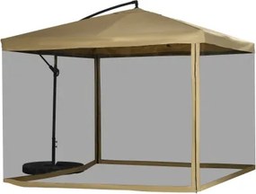 Houpací slunečník Outsunny s moskytiérou, včetně ruční kličky, ventilační otvor, 295 cm x 260 cm, béžová + černá
