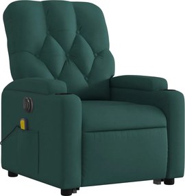 Elektrické zvedací masážní polohovací křeslo zelené textil 3204752