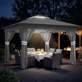Outsunny Garden Stan se solárně napájenými LED diodami Garden Stan s osvětlením, 336 cm x 270 cm, šedá