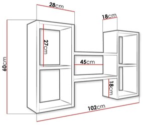 Nástěnná police TRIO 60x102 cm bílá