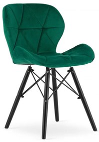 Set tří jídelních židlí LAGO samet zelené (černé nohy) (3ks)