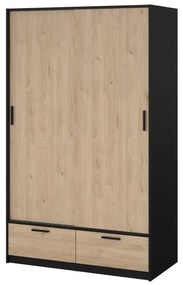 FALCO Šatní skříň s posuvnými dveřmi Line 74324 černý mat/jackson hickory