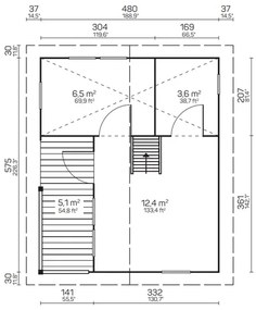 Domek Filip B 595x500cm ,70mm, 2 pokoje + podkroví