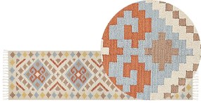 Bavlněný kelimový koberec 80 x 300 cm vícebarevný ATAN Beliani