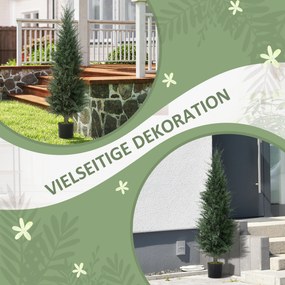 HOMCOM Velký Umělý Cypřiš 120 cm, Umělé Rostliny v Květináči, UV Odolný Umělý Cypřiš pro Dekoraci Obývacího pokoje, Ložnice, Kanceláře a Balkonu