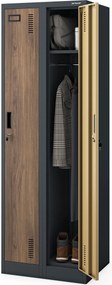 Dvoukomorová zaměstnanecká skříňka antracitová, ořech, 600x1800x500 mm: KACPER II Eco Design