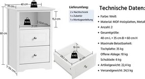 Sada 2 ks – Odkládací stolek Yaheetech – bílá (266278526802)